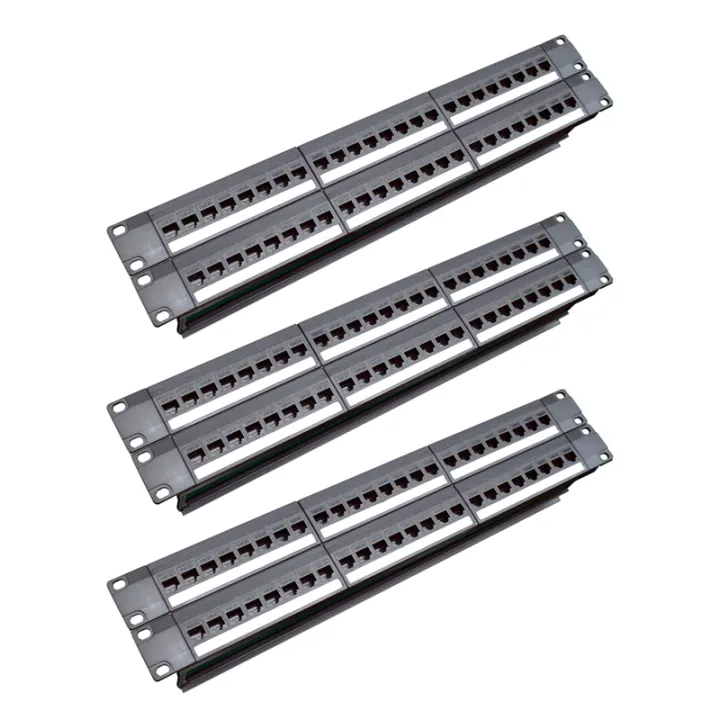 3X 19Inch 1U Cabinet Rack Pass-Through 24 Port CAT6 Patch Panel RJ45 ...