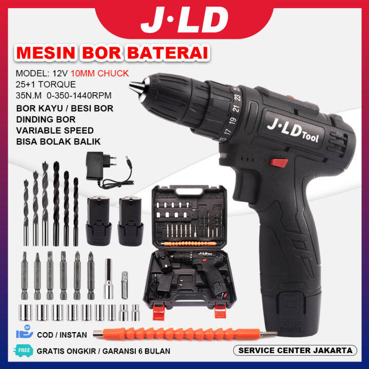 JLD Mesin Bor 12vf Cordless Bor 2Baterai Bor Listrik Full Set Murah ...
