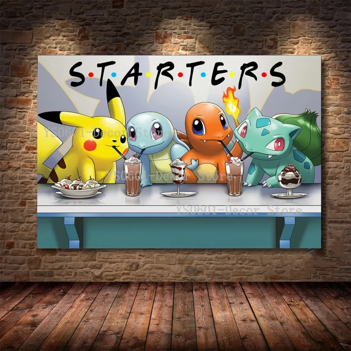 Japanese Anime Pokemon Posters Starters Friends Pikachu Squirtle ...