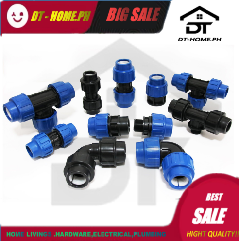 PER PCS PE Compression Fittings for pe and pvc pipes 1/2" 3/4" 1" elbow tee coupling adapter ...
