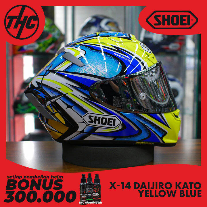 Helm SHOEI X14 / SHOEI Helmet New X-14 Daijiro Kato Yellow Blue | Lazada Indonesia