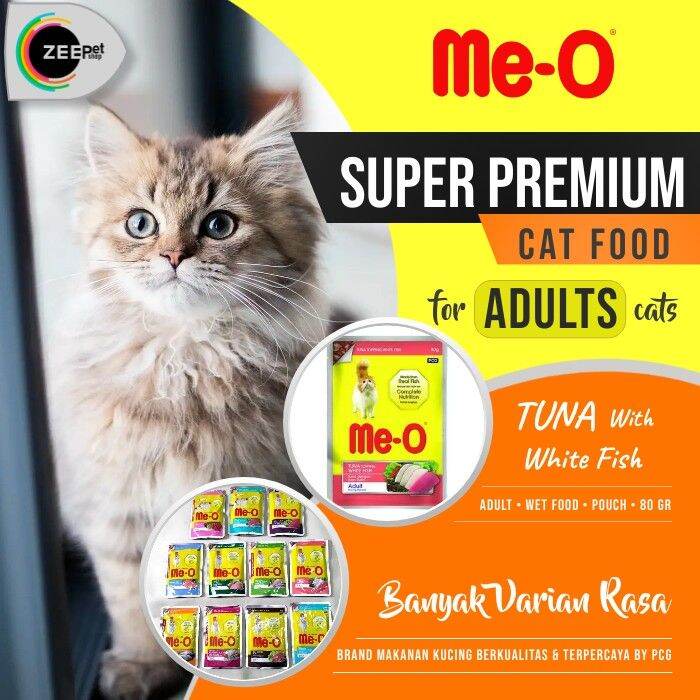 Me-O Rasa TUNA With WHITE FISH Meo Pouch Adult Wet Cat Food Ukuran 80gr | Lazada Indonesia