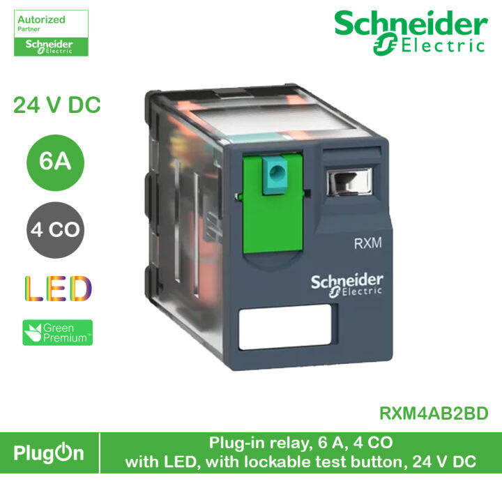 RXM4AB2BD - Schneider Electric Harmony, Harmony, Miniature plug-in relay,6 A, 4 CO LED with ...