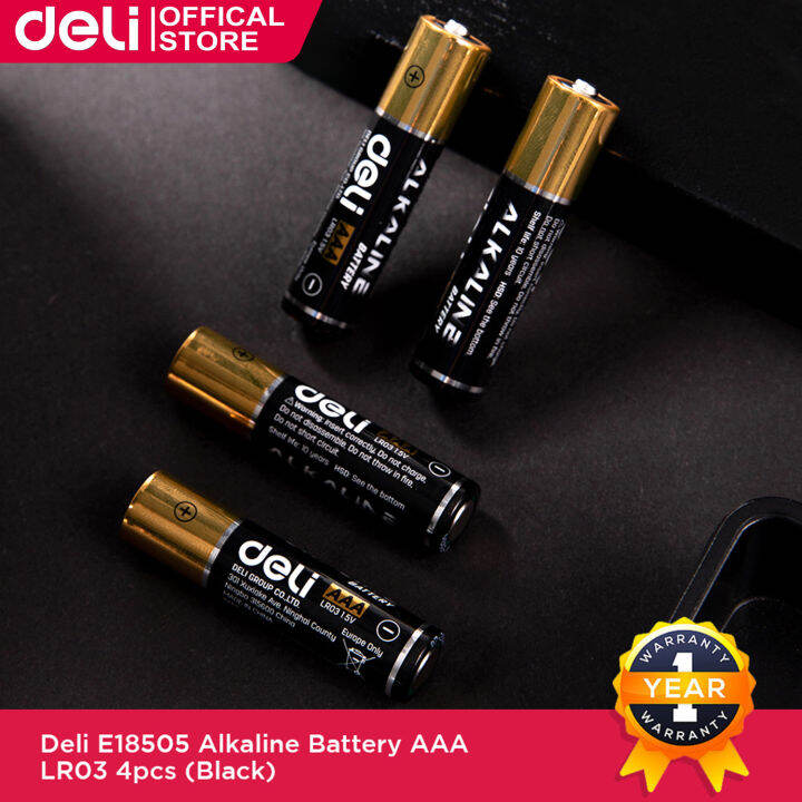 Deli E18505 Alkaline Battery Aaa Lr03 4Pcs Black | Lazada PH