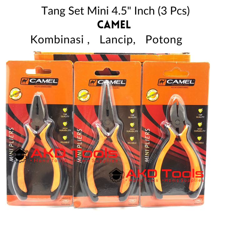 PAKET Tang SET MINI 4.5" Inch (3 Pcs) CAMEL | Tang Kombinasi Potong Lancip | Tang Serbaguna ...