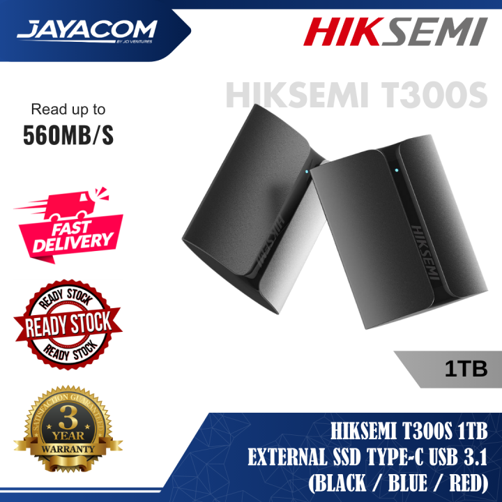 HIKSEMI T300S 1TB External SSD Type-C USB 3.1 (Black / Blue / Red) | Lazada