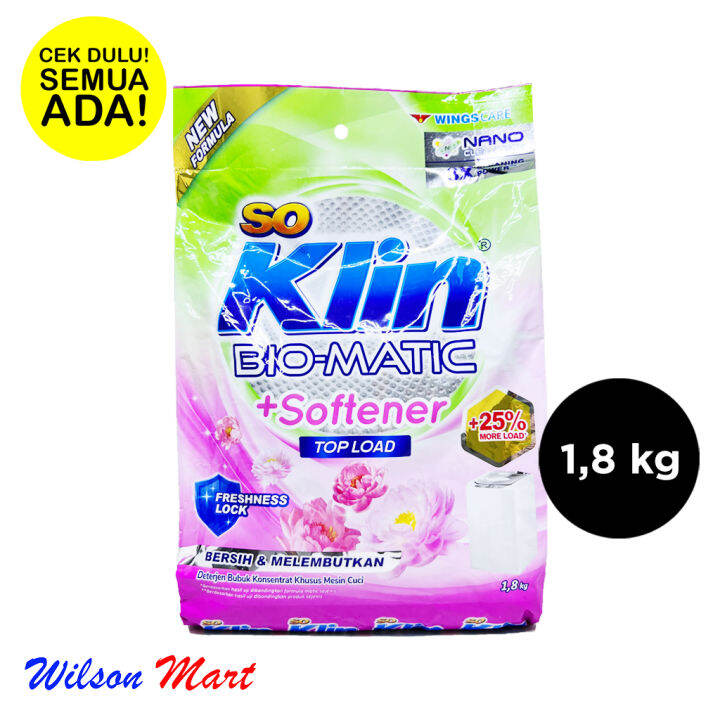 SO KLIN BIO MATIC SOFTENER TOP LOAD 1800 GRAM 1,8 KG | Lazada Indonesia
