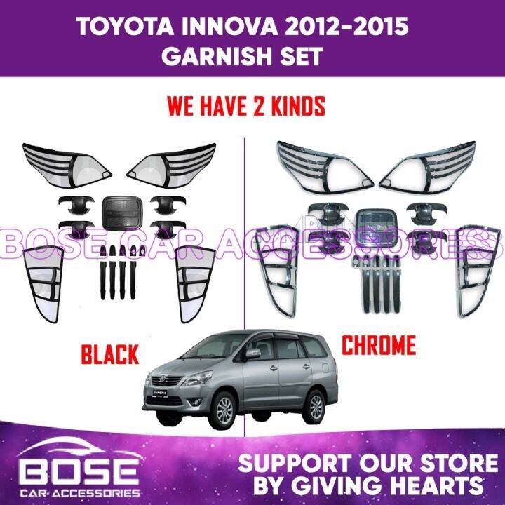 Toyota Innova Garnish Cover Set Black / Chrome 2012 - 2015 Car ...