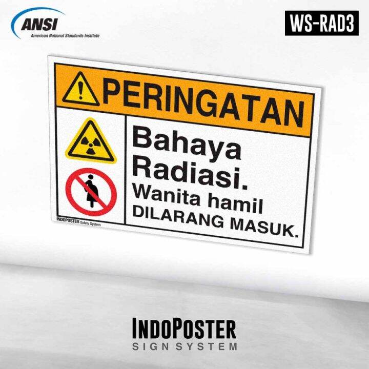 Stiker K3 Safety Sign ANSI Bahaya Radiasi Wanita Hamil Dilarang Masuk ...