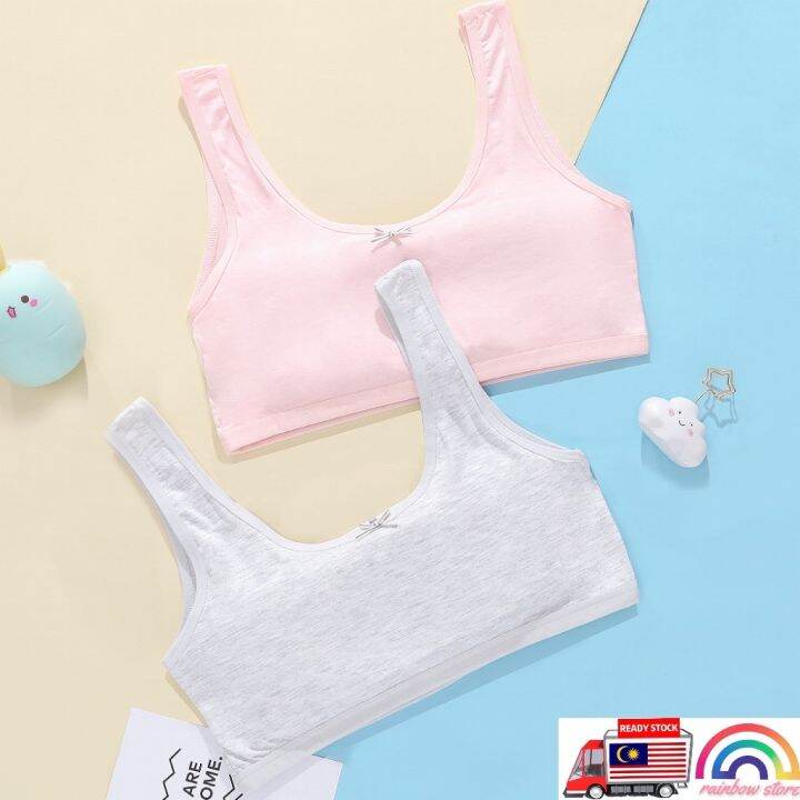 Teenage Girls Bow Bralette Singlet Bra Budak 少女小学生透气运动内衣文胸 | Lazada