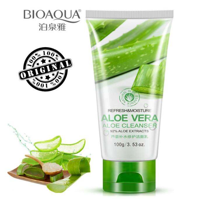 [100% Original] BIOAQUA Aloe Moisturizing Cleanser Foam 92% Aloe Vera Extract. 100 ml | Lazada