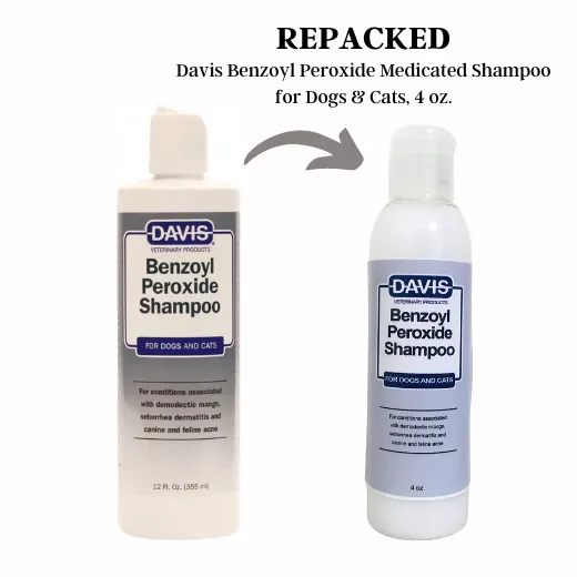 Davis Benzoyl Peroxide Medicated Shampoo for Dogs & Cats, 4 oz ...