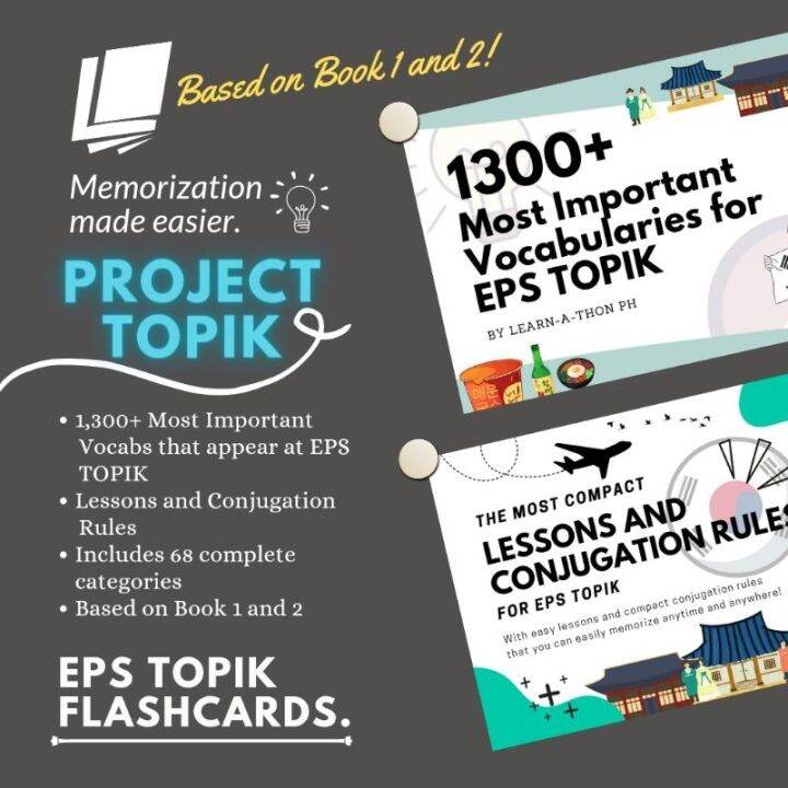 Complete Set Korean Flashcard || 1,300 Korean Vocabs with Lesson and ...