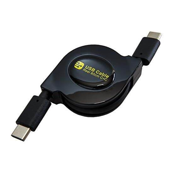 Kashimura Both terminals Double-sided insert Type-C + Type-C cable Reel type Approx. 80cm ...