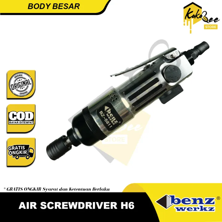 Air screwdriver obeng angin air impact screwdriver 1/4" body besar H6 ...