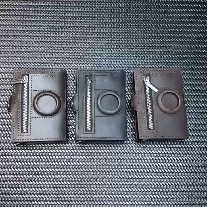 New Crazy Horse Genuine Leather Tracking Device Wallet Card Holder ...