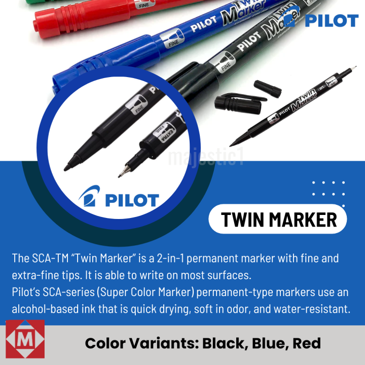 Pilot Twin Marker SCA-TM Extra Fine and Fine (Blue, Black or Red ...