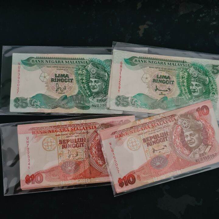 Original Malaysia 10 5 Ringgit Old Banknotes Set Duit Lama RM5 RM10 ...