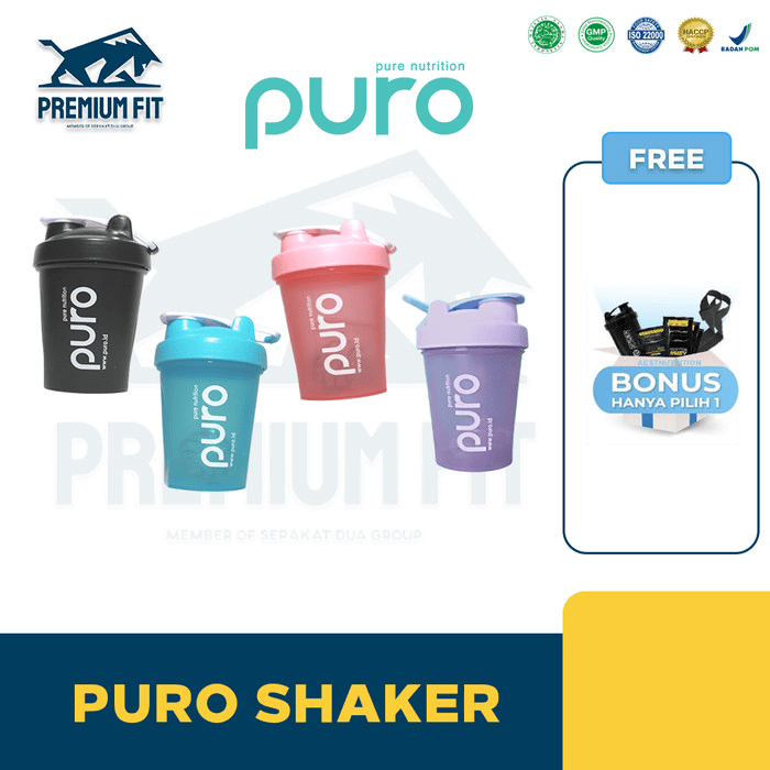 puro shaker 400ml | compact size botol minum warna warni - ungu (Z2T5 ...