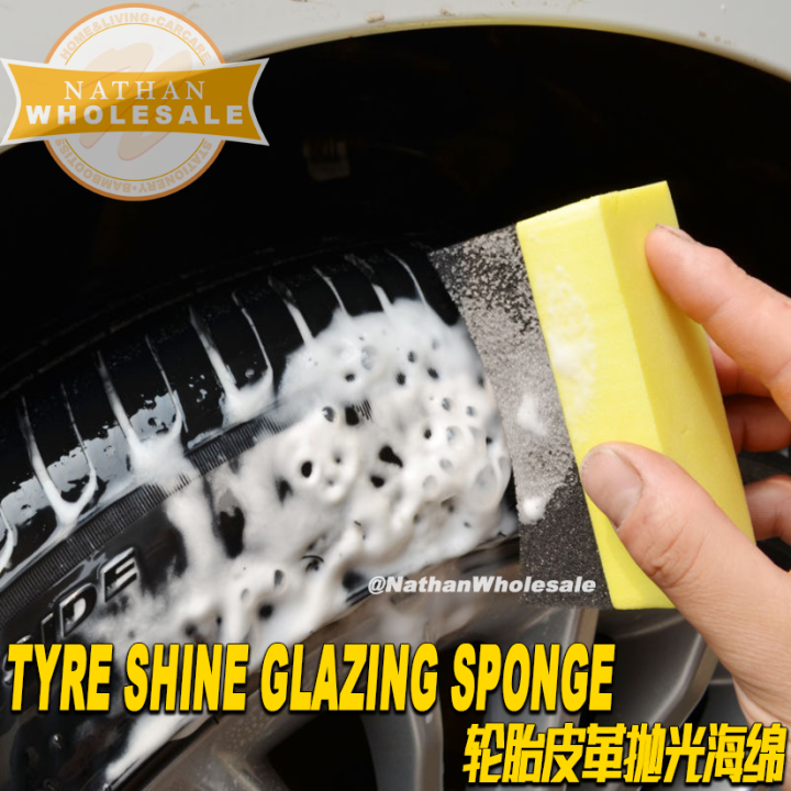 Tyre Shine Glazing Sponge Tire Tayar Wax Sponge Tyre Sponge Sponge 轮胎皮革抛光海绵 轮胎海绵 海绵 | Lazada