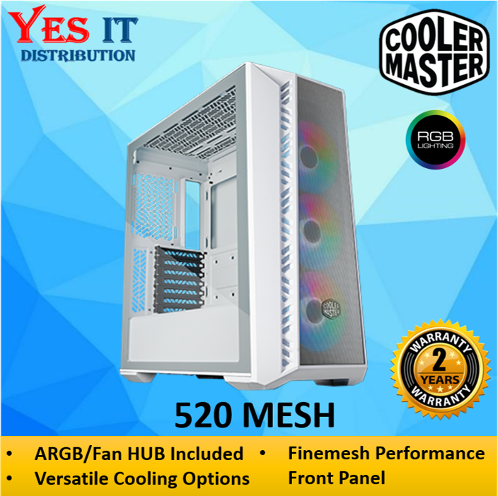 Cooler Master MasterBox 520 Mesh ARGB ATX PC Case ( MB520-WGNN-S00 ...