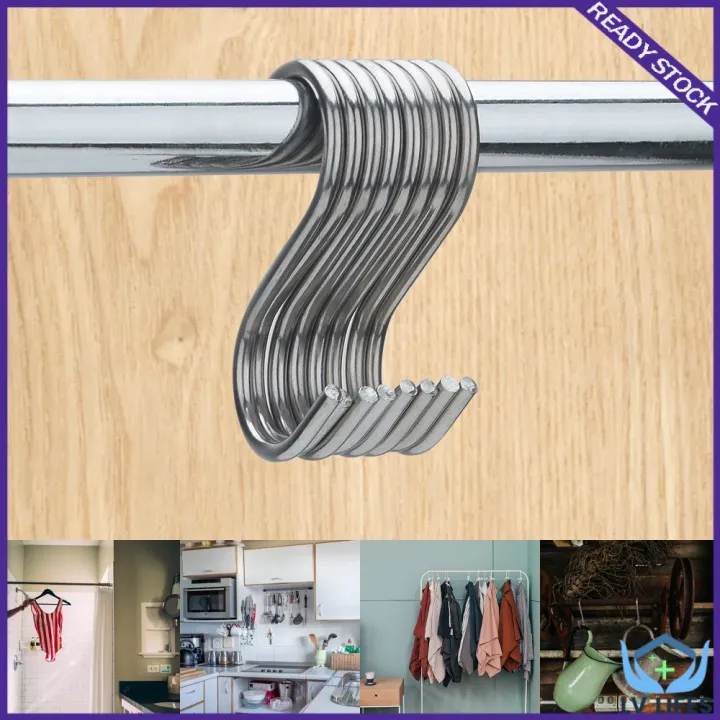 Lv Liace 10ชิ้นเครื่องครัวสแตนเลสตะขออเนกประสงค์ S-Type ตะขอแขวนผ้า ...