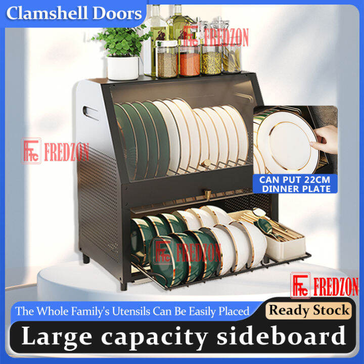 Kitchen dish rack with cover plate organizer cabinet aesthetic ...