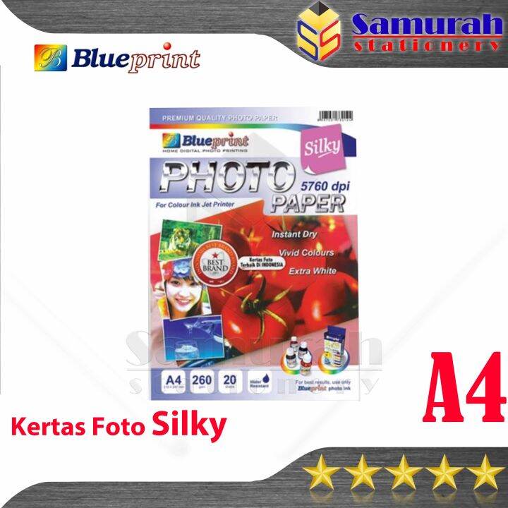 Photo Paper Silky Blueprint Ukuran A4 260 / Kertas Foto Kilap / DOP BP ...