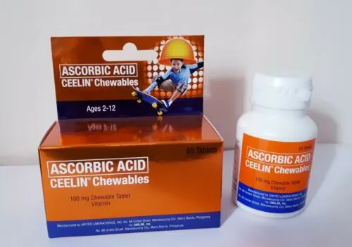 Ceelin Chewables Acorbic Acid (Vitamin C for Ages 2-12) 100mg 30 or 60 ...