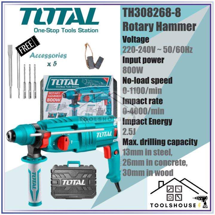 Total TH308268-8 Rotary Hammer 旋转锤 26mm 800W | Lazada