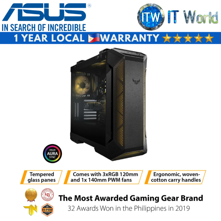 Itw | ASUS TUF Gaming GT501 Black/Grey Mid-Tower Tempered Glass PC Case ...