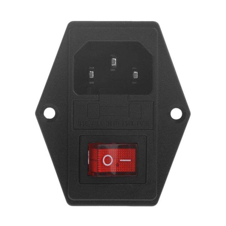 New 3 Pin Iec320 C14 Ac Inlet Male Plug Power Socket With Fuse Switch 10a 250v Lazada