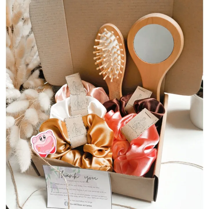 Satin Silk Scrunchies Gift Set in Corrugated Box Hair Ties | Lazada PH