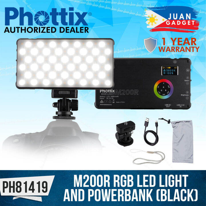Phottix M200R RGB LED Video Panel Light and USB Power Bank 4000mAh ...