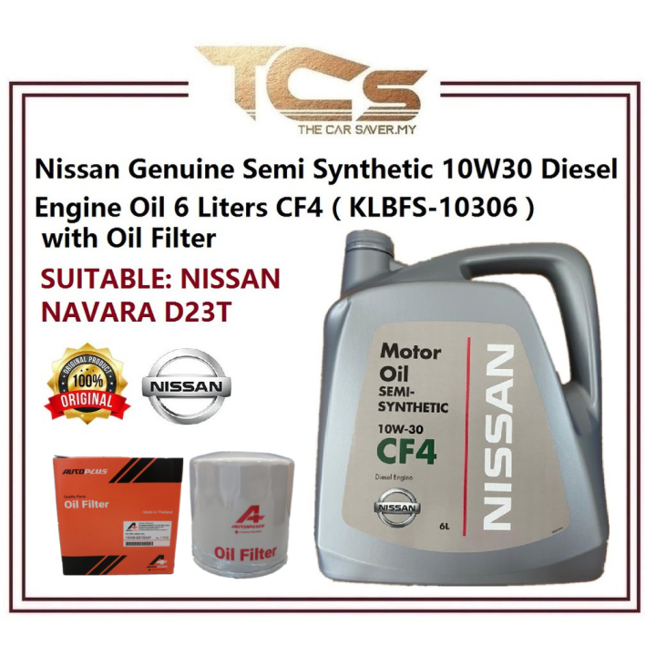 Nissan Genuine Semi Synthetic 10W30 Diesel Engine Oil 6 Liters CF4( KLBFS-10306) with Oil Filter ...