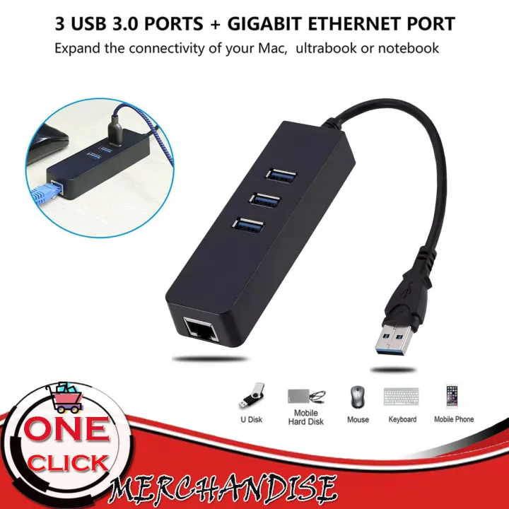 Extra Sweet 3 Ports USB 3.0 Gigabit Ethernet Lan RJ45 Network Adapter ...