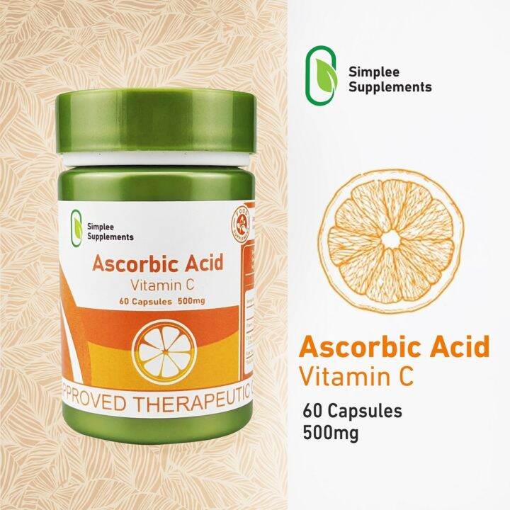 Simplee Ascorbic Acid/Vitamin C Capsule Supplement (60 Vegan Capsules 500mg each) | Lazada PH