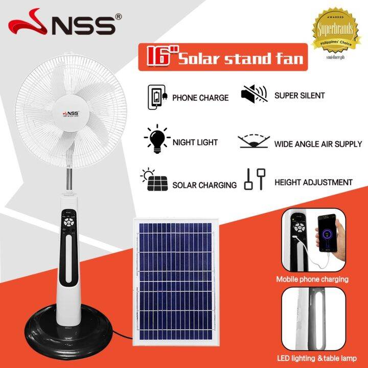 Electric Fan Stand Fan ♗NSS Solar Electric Fan Solar Fan 16Inch ...