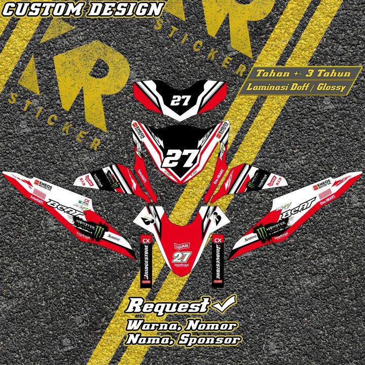 Stiker Decal Beat Fi | Custom desain request warna nama nomor sponsor ...