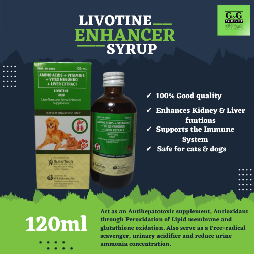 [G&G AGRIVET] LIVOTINE SYRUP / 120ml / LIVER TONIC / RENAL ENHANCER ...