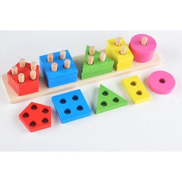 TWINKLEPH 5 Column Wooden Shape Matching Geometric Sorting Board | Lazada PH