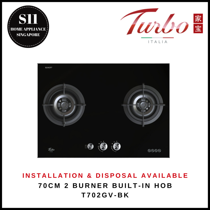 TURBO INCANTO 70CM 2 BURNERS GLASS GAS HOB T702GV-BK (BLACK) - 1 YEAR LOCAL WARRANTY | Lazada ...