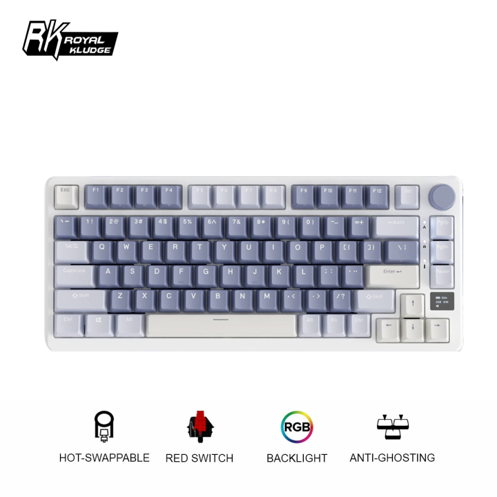 RK Royal Kludge RKM75 Mechanical Keyboard 2.4GHz Wireless Bluetooth USB ...