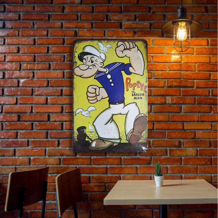 Popeye the SAILOR MAN Rustic Vintage Metal Tin Plate Wall Decor 30x20cm ...
