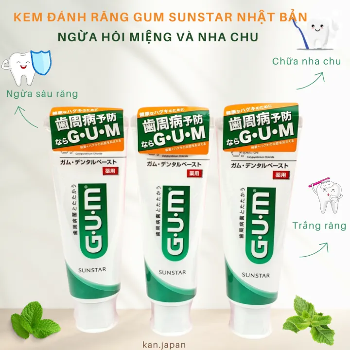 Kem đánh răng GUM Sunstar Nhật Bản 120g, phòng ngừa hôi miệng và nha chu | Kan Japan | Lazada.vn