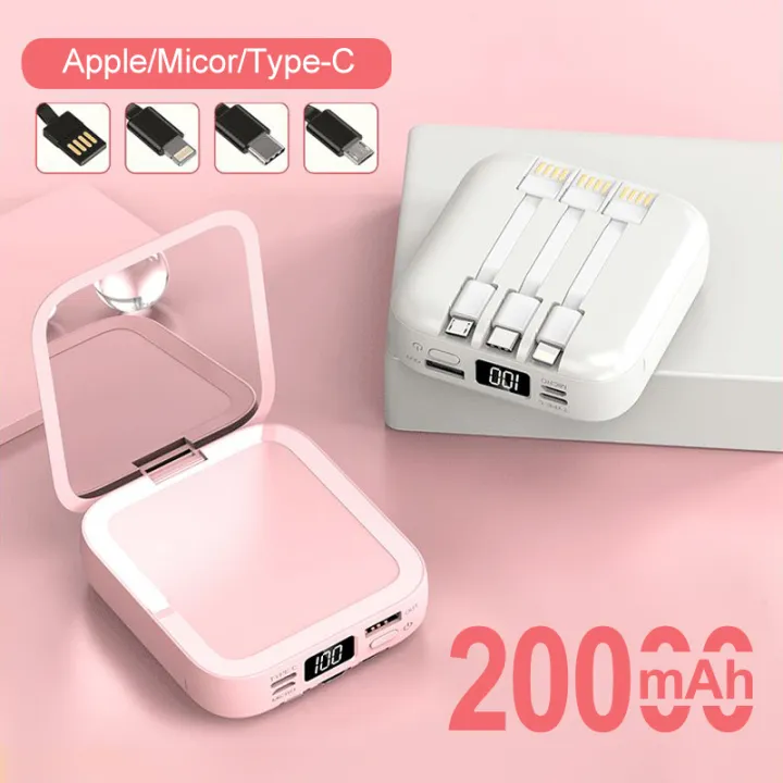 Power bank Beauty Mirror 20000mAh พาวเวอร์แบงค์ พร้อมกระจกพับและสาย ...