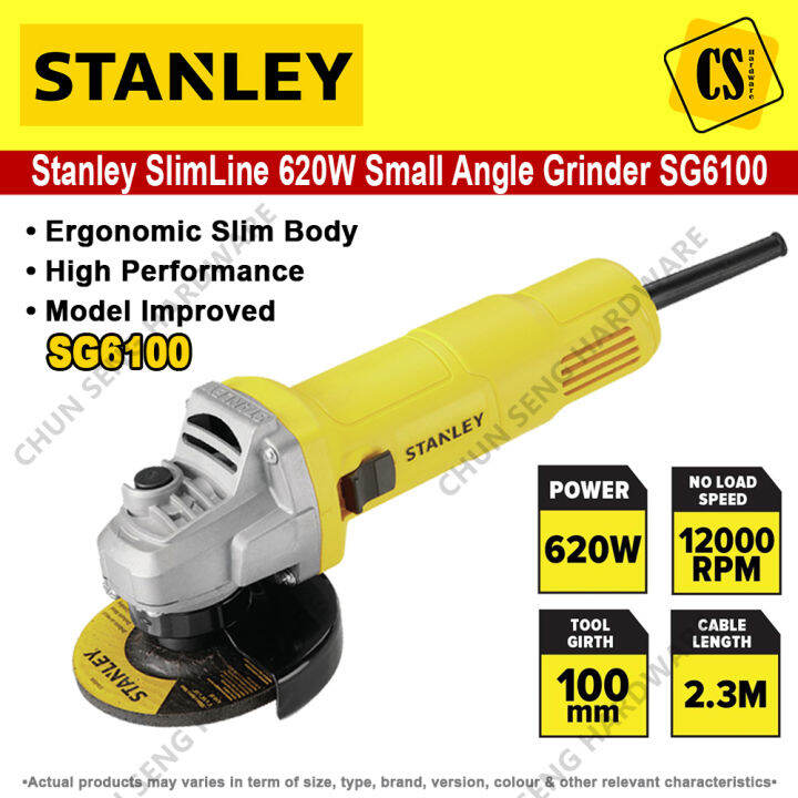 STANLEY SG6100 Slimline 620W 100mm Small Angle Grinder 4 inch 12000rpm ...