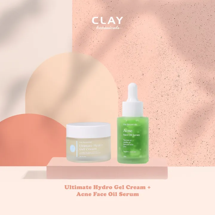 Clay Botanicals Ultimate Hydro Gel Cream + Acne Faceoil Serum | Lazada ...