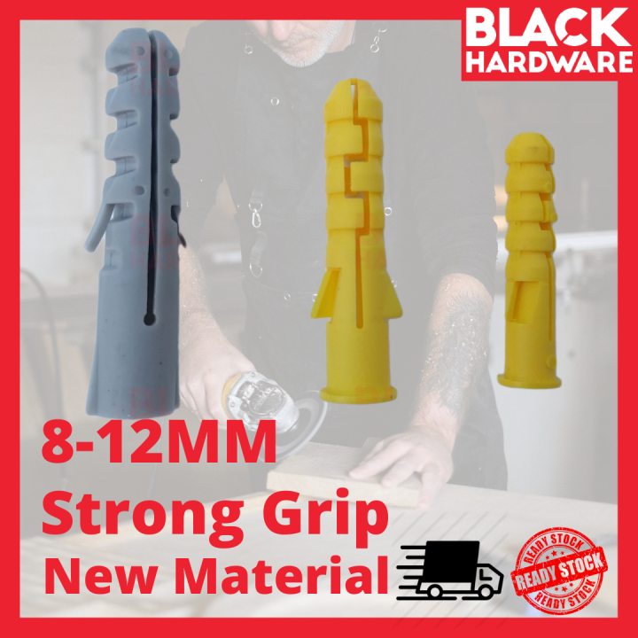 Black Hardware 10pcs PVC Plastic Pvc Nylon Drill Bit Wall Concrete ...