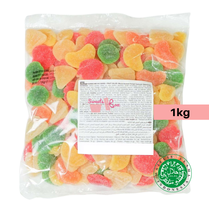 [SweetsBox] Haribo Fruit Salad - 1kg Original Packing Halal Gummy Candy ...